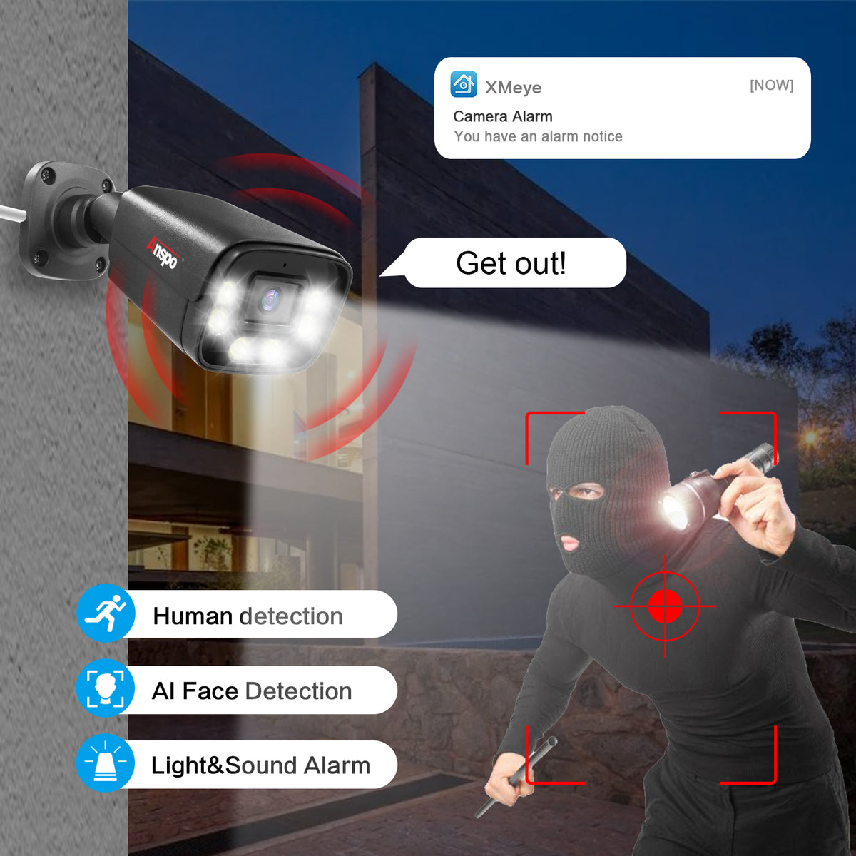 ANSPO PoE CCTV Camera Outdoor Bullet 5MP 3k with Audio BLACK – CandTtech